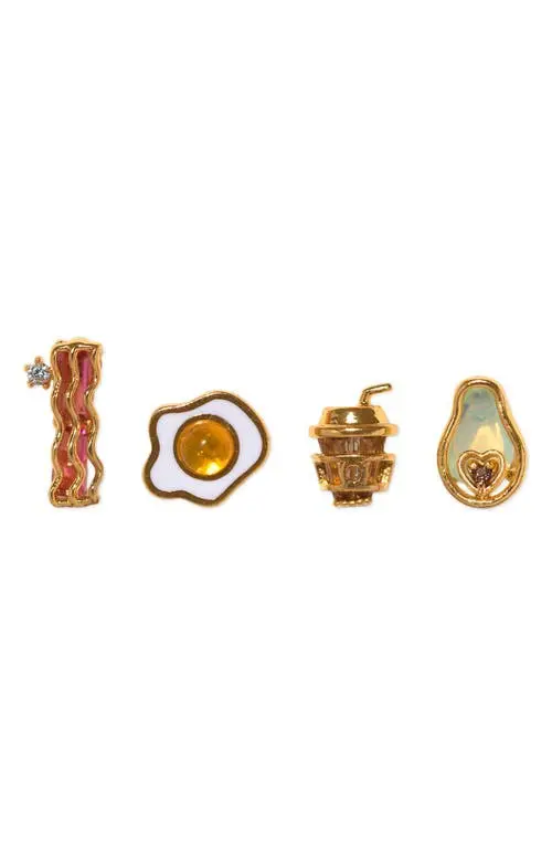 GIRLS CREW Set Of 4 Assorted Single Stud Earrings - Gold