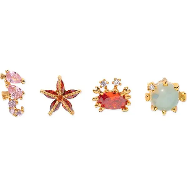 GIRLS CREW Under The Sea Stud Earrings Set Of 4 - Gold