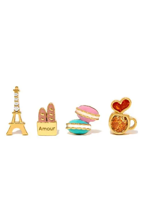 GIRLS CREW Cafe De Paris Single Stud Earrings Set - Gold