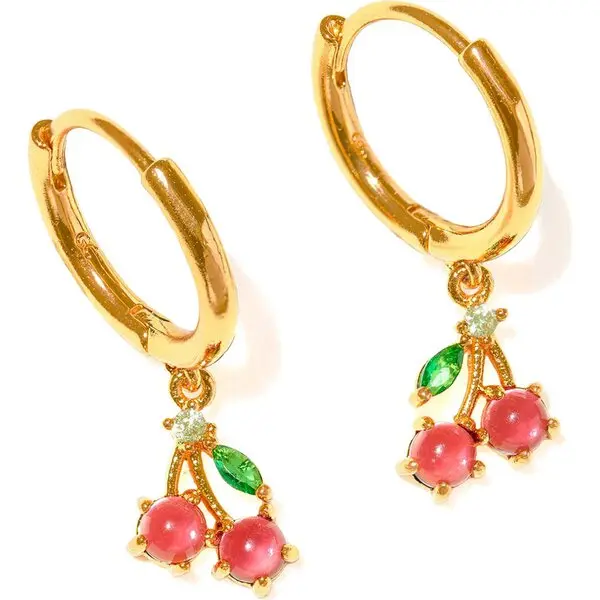 GIRLS CREW Cherry Drop Hoop Earrings - Gold