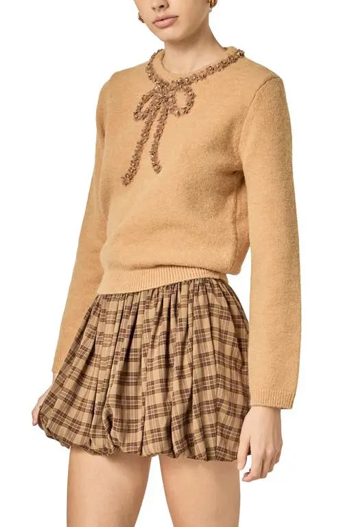 English Factory Floral Bow Trim Sweater