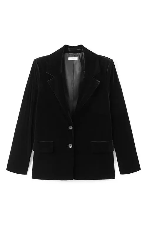 Mango Velvet Blazer - Black