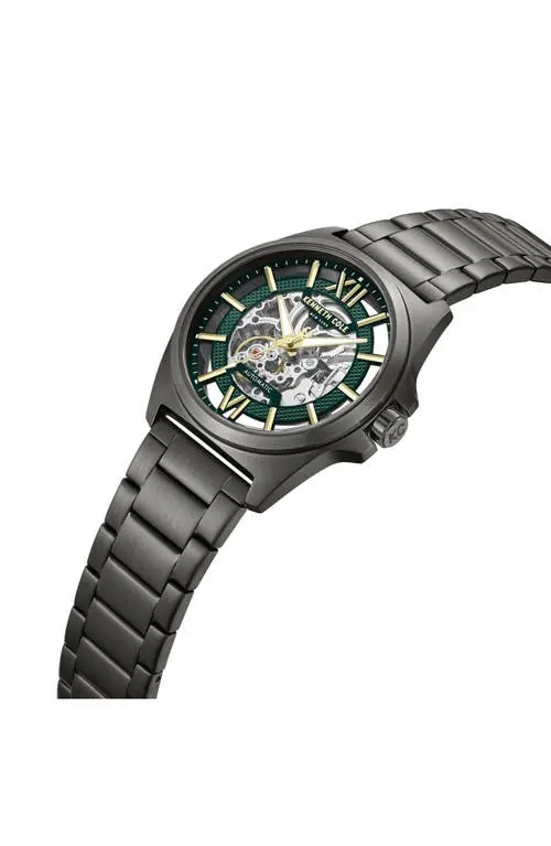 KENNETH COLE Skeleton Automatic Bracelet Watch - Dark Gray