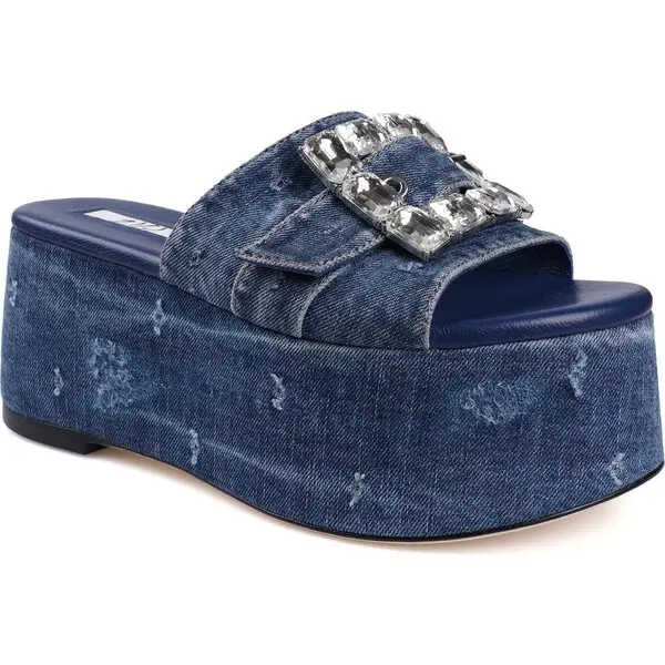 ZIGI Alena Platform Wedge Slide Sandal - Blue