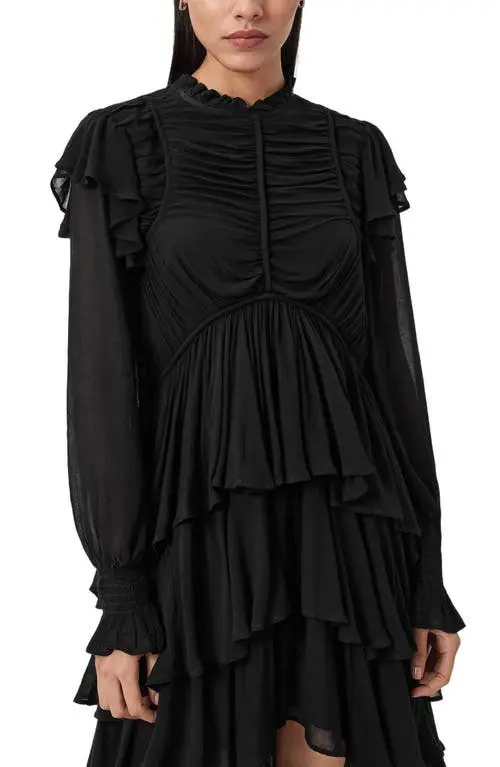 ALLSAINTS Leila Layered Ruffle High-low Maxi Dress