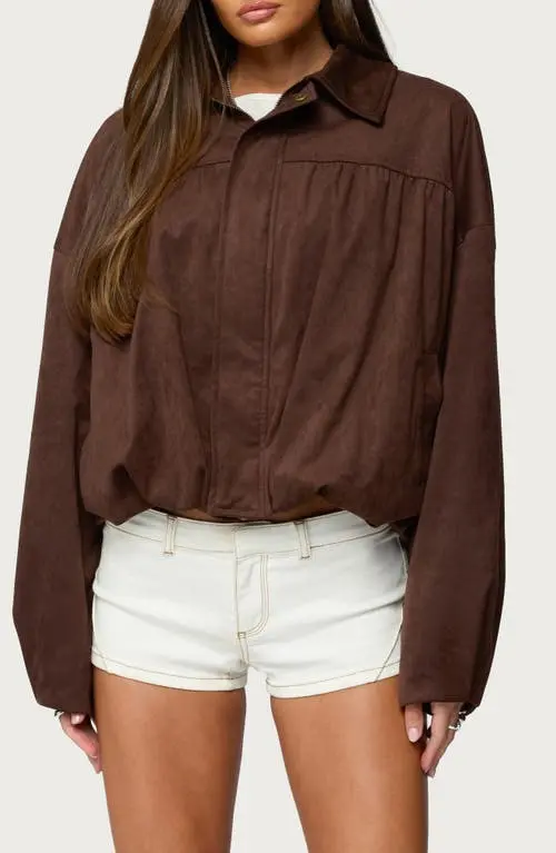 EDIKTED Alberta Bubble Hem Faux Suede Jacket