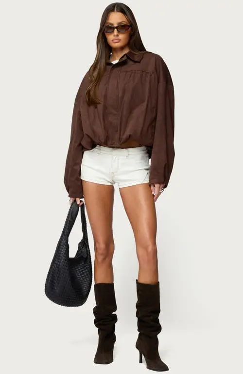 EDIKTED Alberta Bubble Hem Faux Suede Jacket