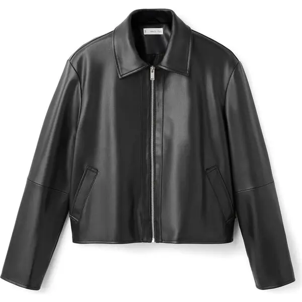 Mango Faux Leather Zip Jacket