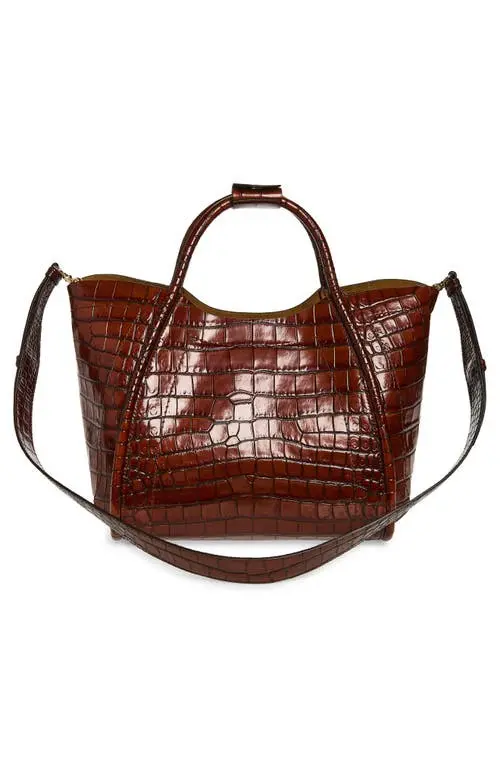 Max Mara Small Marine Croc Embossed Leather Tote