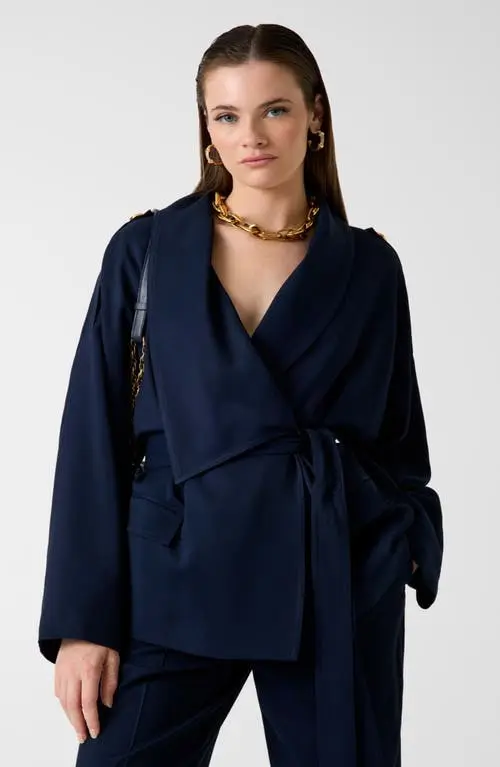 MARCIANO Abby Belted Wool Wrap Jacket