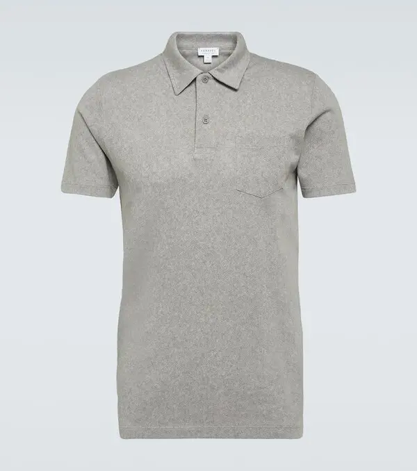 Sunspel Riviera Cotton Polo Shirt - Grey