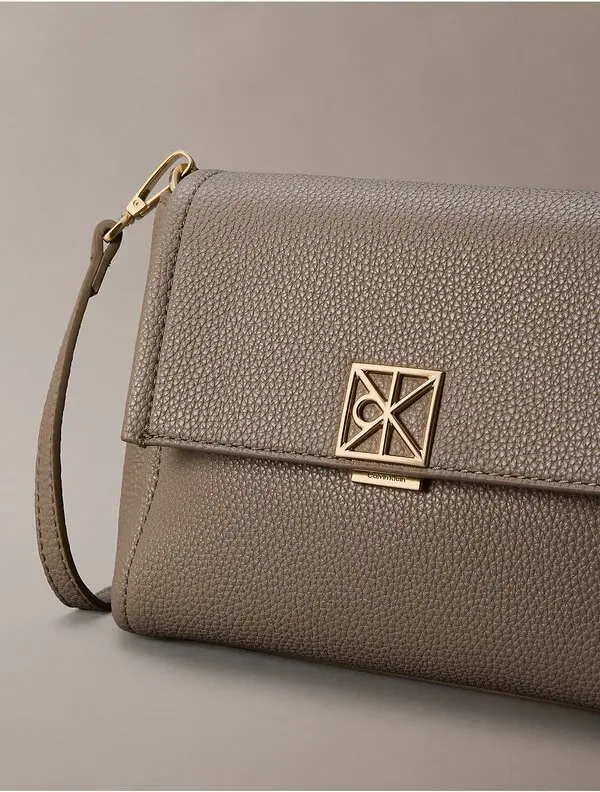 Calvin Klein Emblem Logo Pebble Crossbody Bag - Desert Taupe