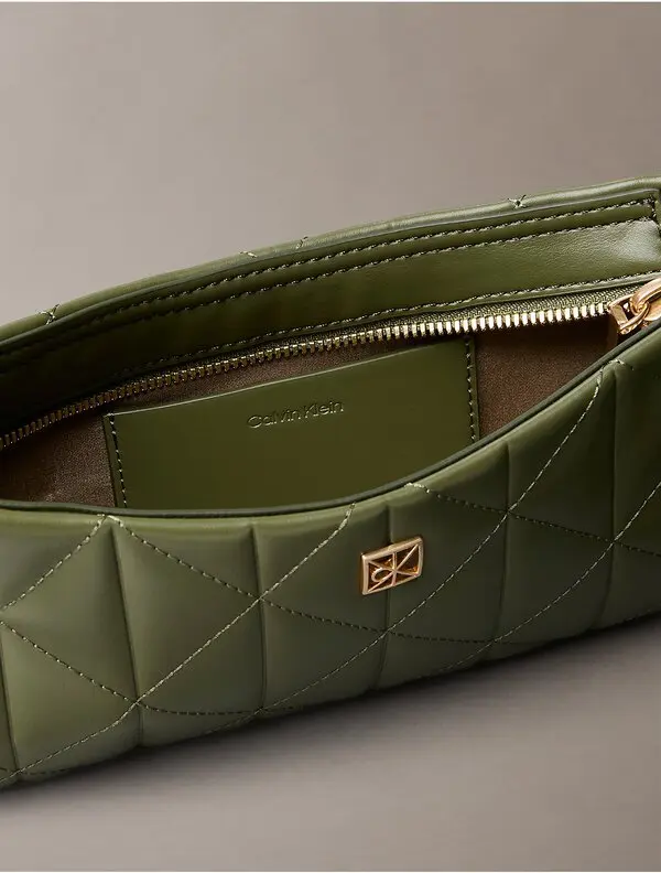 Calvin Klein Quilted Emblem Logo Small Shoulder Bag - Cypress