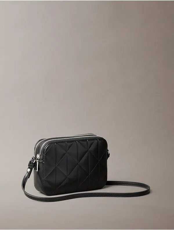 Calvin Klein Quilted Emblem Logo Camera Bag - Black