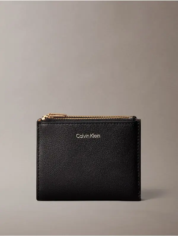 Calvin Klein Foil Logo Double Zip Card Case - Black/toasted Coconut