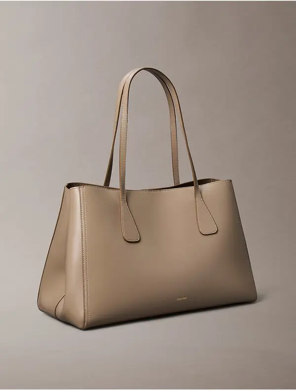 Calvin Klein Monogram Snap Large Tote Bag - Desert Taupe