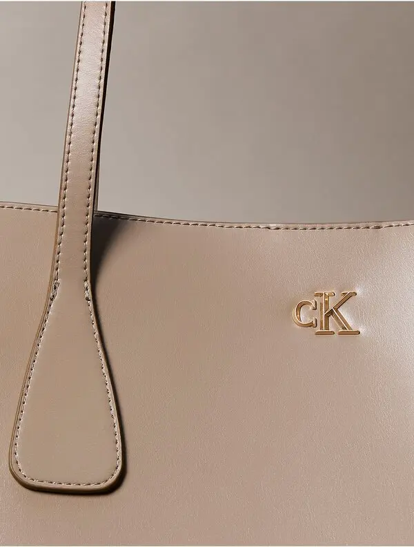 Calvin Klein Monogram Snap Large Tote Bag - Desert Taupe