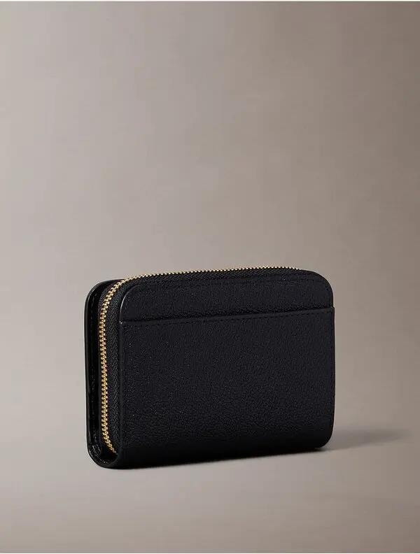 Calvin Klein Minimal Monogram Zip Flap Wallet - Black