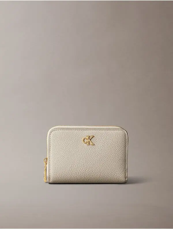 Calvin Klein Minimal Monogram Zip Flap Wallet - Chateau Gray
