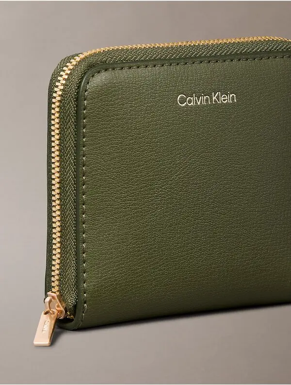 Calvin Klein Foil Logo Square Zip Wallet - Cypress