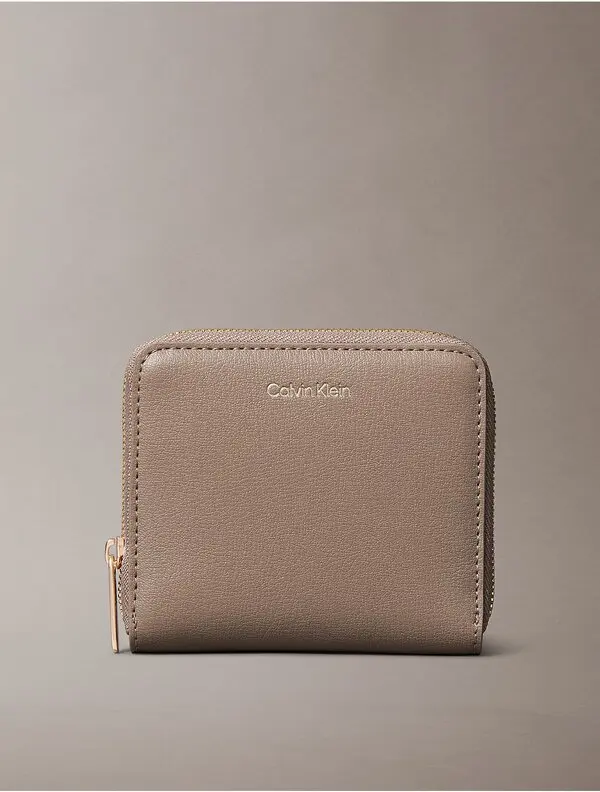 Calvin Klein Foil Logo Square Zip Wallet - Desert Taupe
