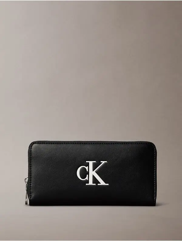 Calvin Klein Bold Monogram Long Zip Wallet - Black