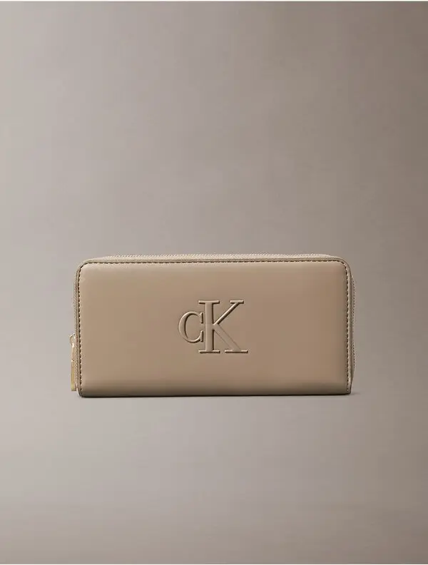 Calvin Klein Bold Monogram Long Zip Wallet - Desert Taupe
