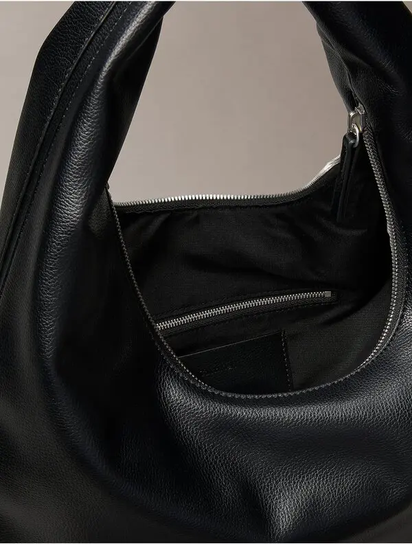 Calvin Klein Pebble Grain Crescent Shoulder Bag - Black