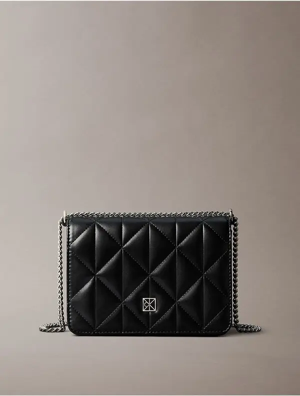 Calvin Klein Quilted Emblem Logo Mini Chain Bag - Black