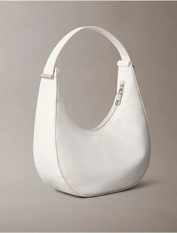Calvin Klein Curved Small Shoulder Bag - White Alyssum