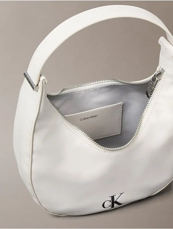 Calvin Klein Curved Small Shoulder Bag - White Alyssum