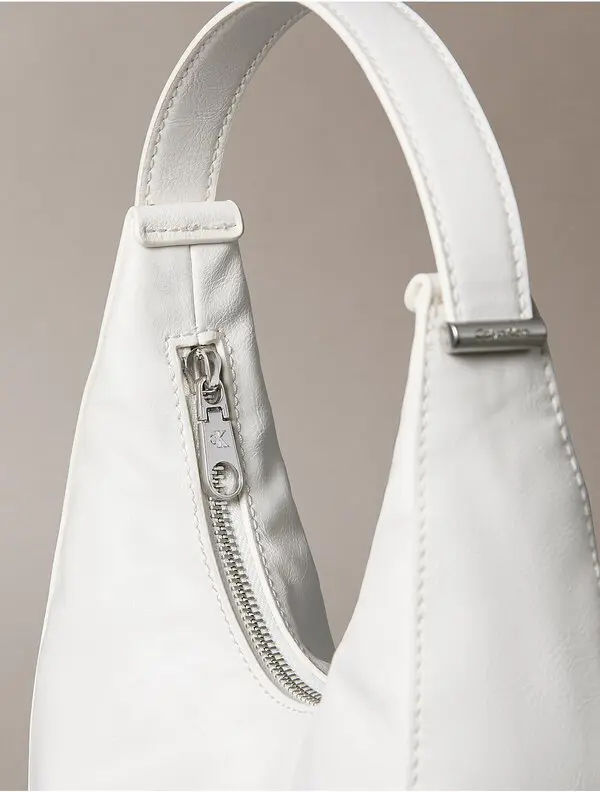 Calvin Klein Curved Small Shoulder Bag - White Alyssum