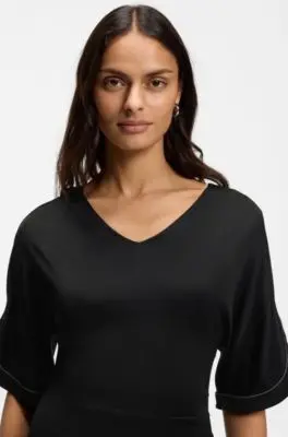 BOSS Jersey Dress With Slit Sleeves