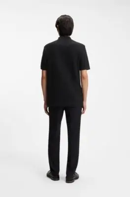 BOSS Basket-weave Polo Shirt In Cotton - Black