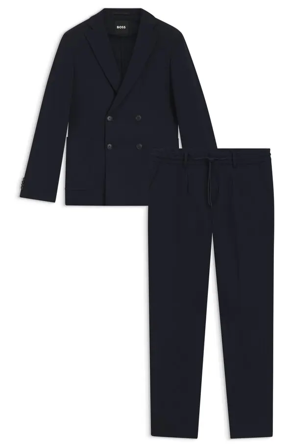 BOSS Two-piece Slim-fit Suit In Performance-stretch Fabric - Dark Blue