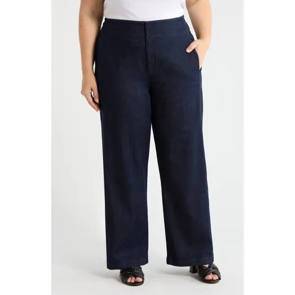 Eileen Fisher Wide-leg Stretch Denim Pants - Deep Indigo