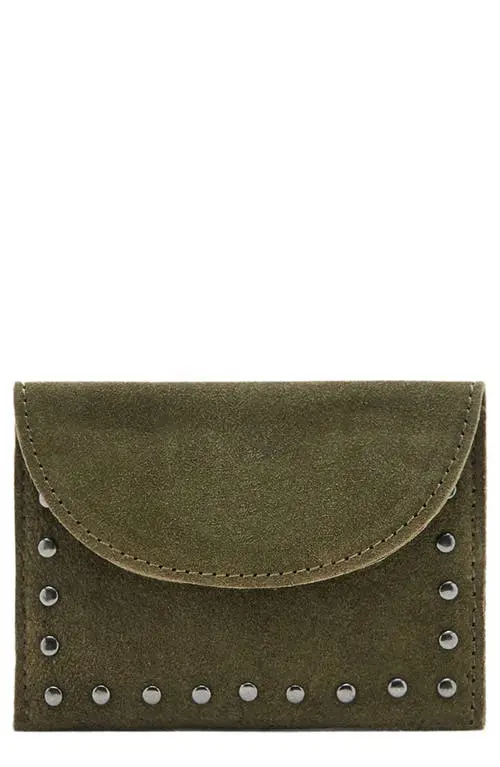 Mango Studded Leather Coin Pouch - Khaki Green