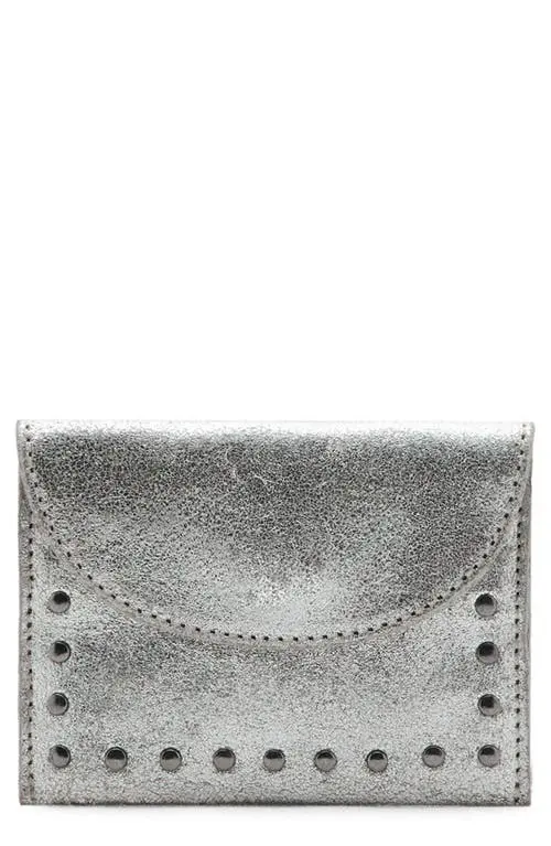 Mango Studded Leather Coin Pouch - Silver