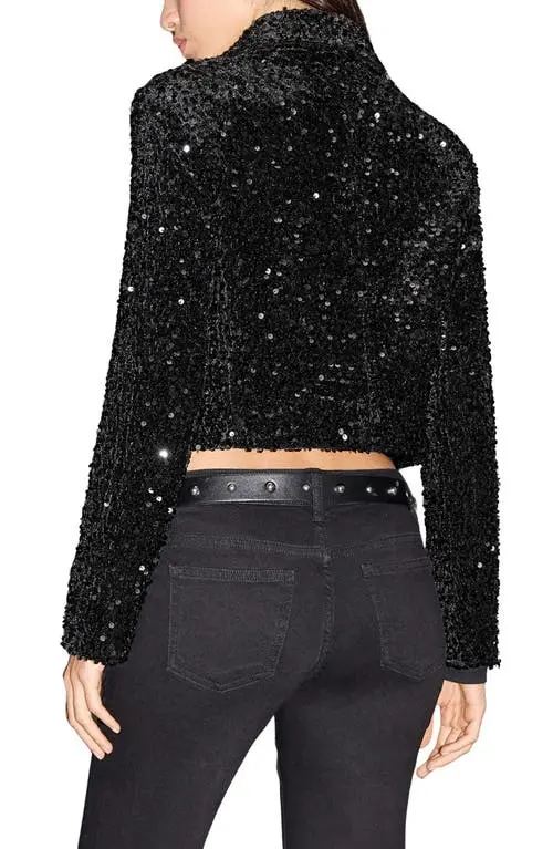 Mango Sequin Embellished Cropped Blazer
