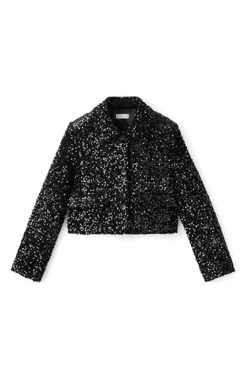 Mango Sequin Embellished Cropped Blazer