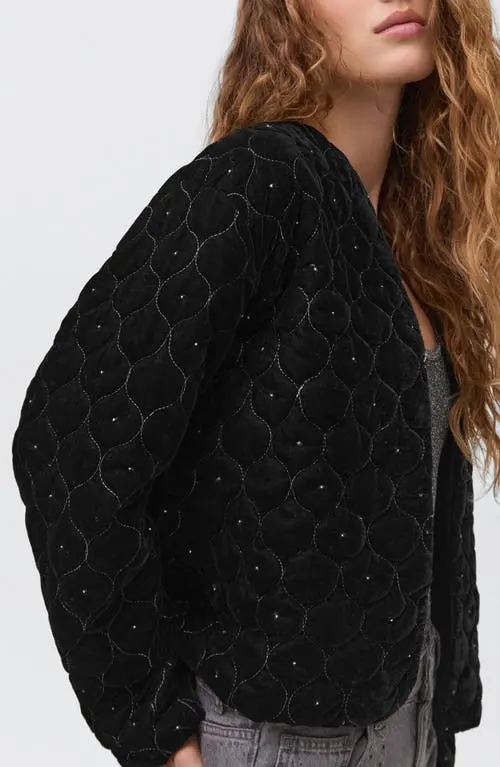 Mango Beaded Velvet Cropped Jacket