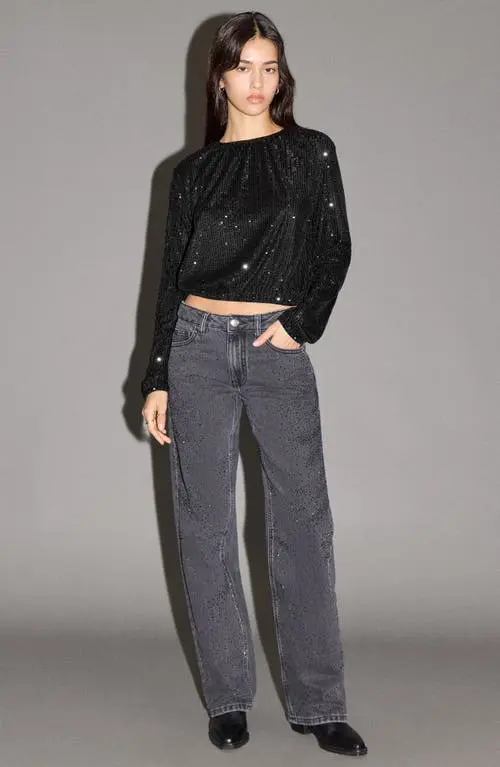 Mango Sequin Embellished Crop Top