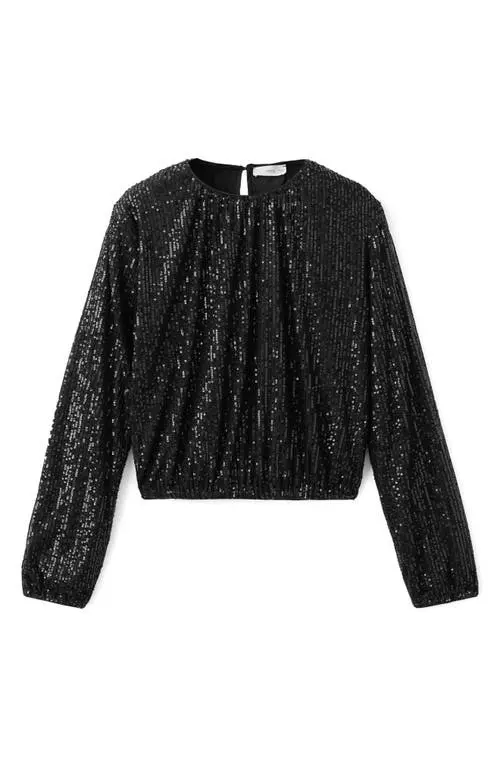 Mango Sequin Embellished Crop Top