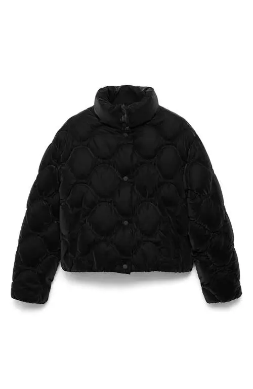 Mango Quilted Puffer Coat - Black