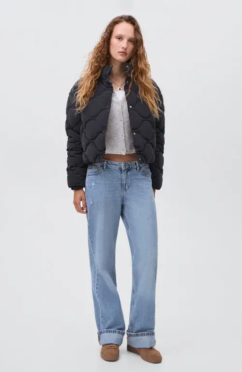 Mango Quilted Puffer Coat - Dark Navy