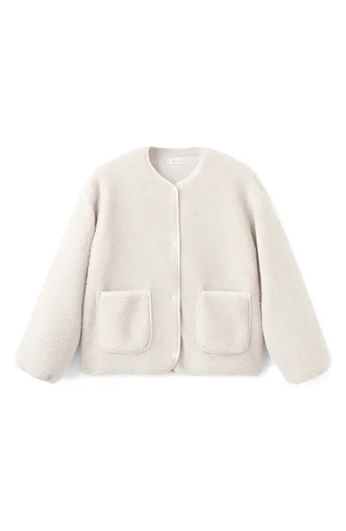 Mango Textured Fleece Snap-up Jacket