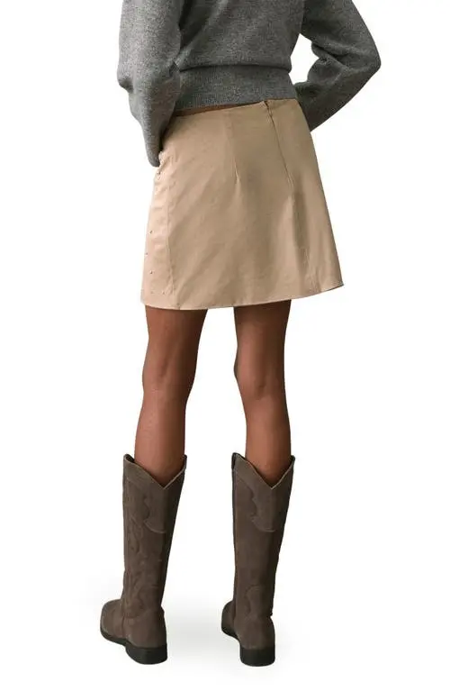 Mango Studded Faux Suede Mini Skirt - Sand