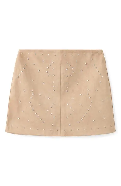 Mango Studded Faux Suede Mini Skirt - Sand