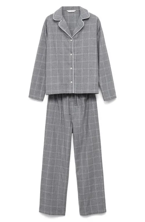 Mango Plaid Cotton Long Pajamas