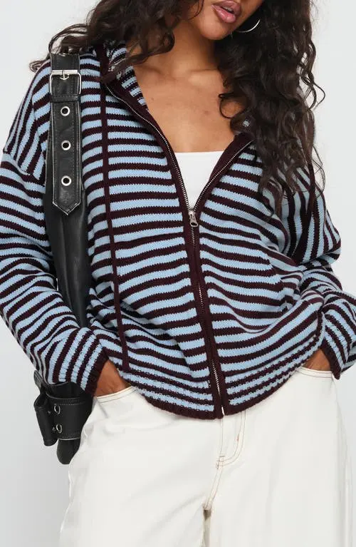 Princess Polly Striped Oversized Zip Hoodie